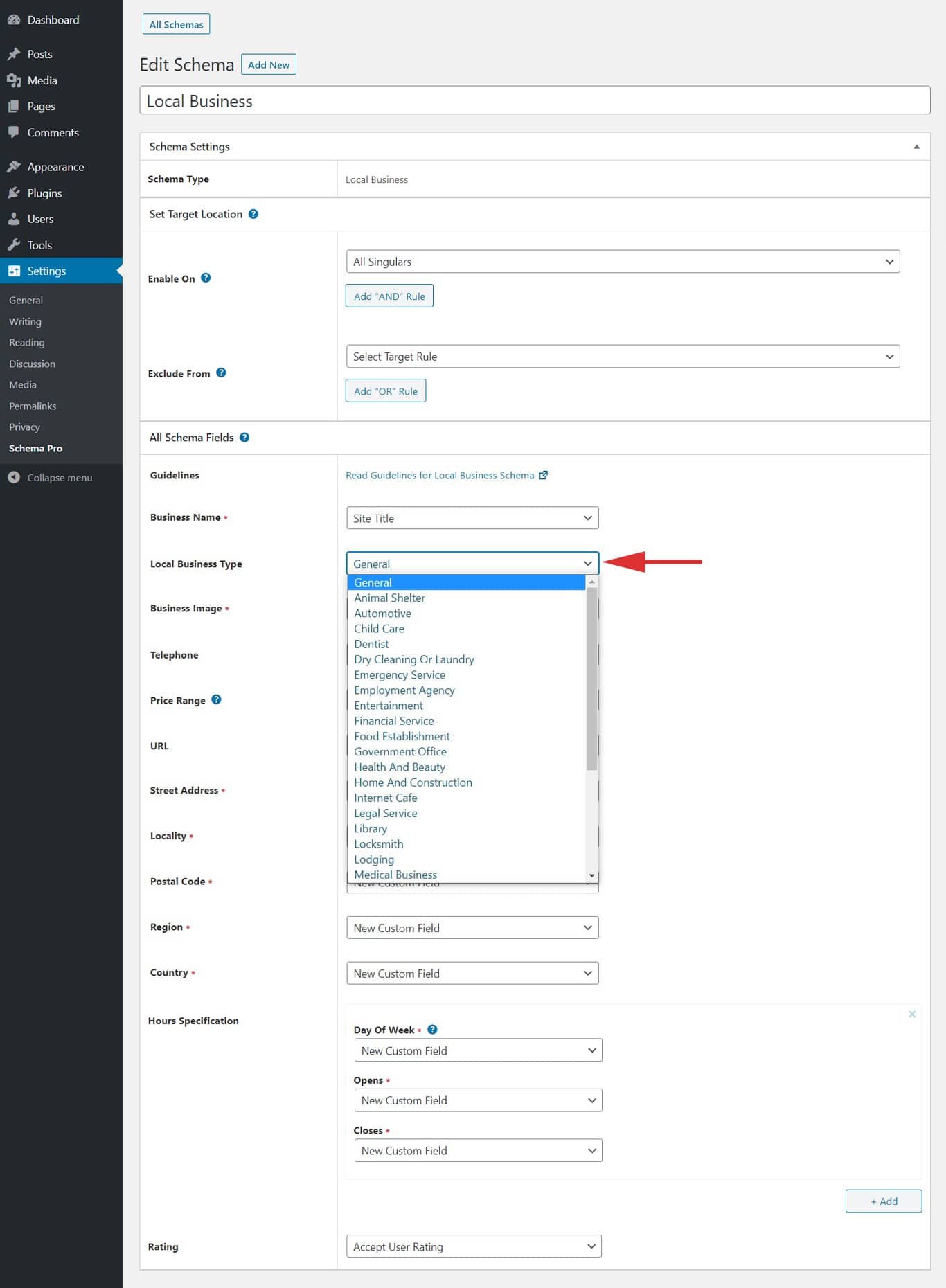 Organization Type in the Setup Wizard - Schema Pro