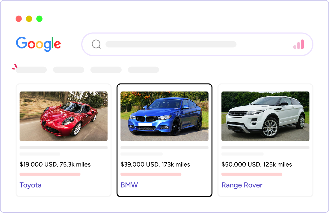 Schema Markup for a Vehicle Listing Page