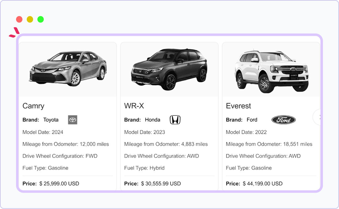 Schema Markup for a Vehicle Listing Page